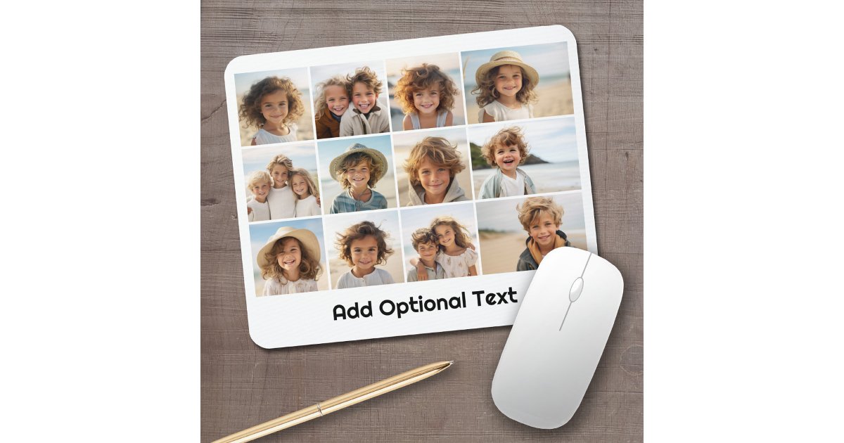 12 Photo Grid Collage - White - Mod Type Black Mouse Pad | Zazzle
