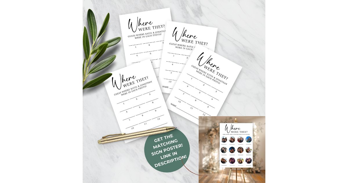 12 Photo Where Were They Game Guess Card | Zazzle