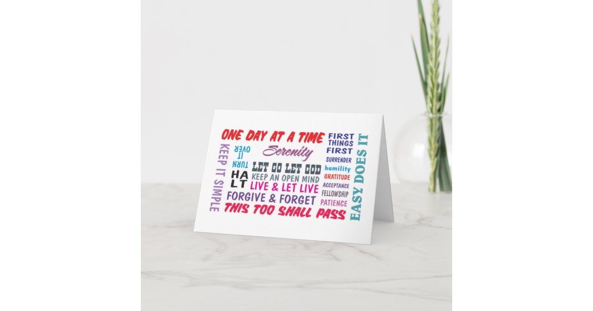 12 step recovery slogans greeting card | Zazzle
