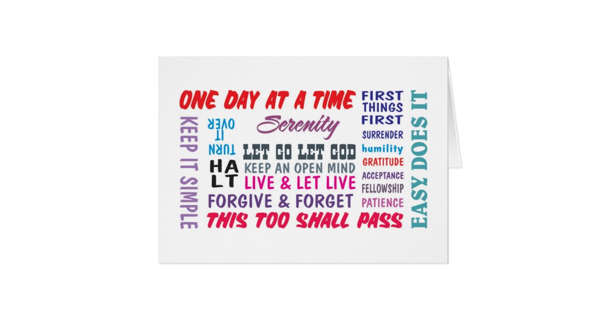 12 step recovery slogans greeting card | Zazzle.com