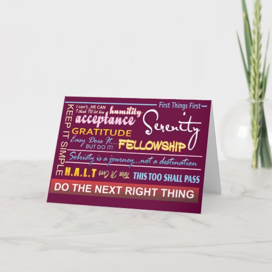 12 step recovery slogans greeting card 17 | Zazzle.com