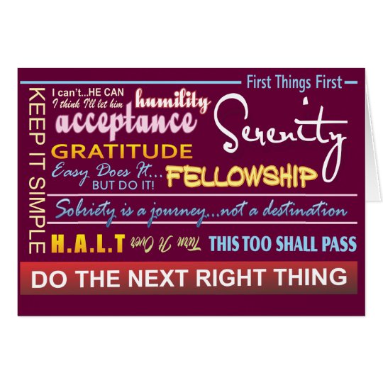 12 step recovery slogans greeting card 17 | Zazzle.com