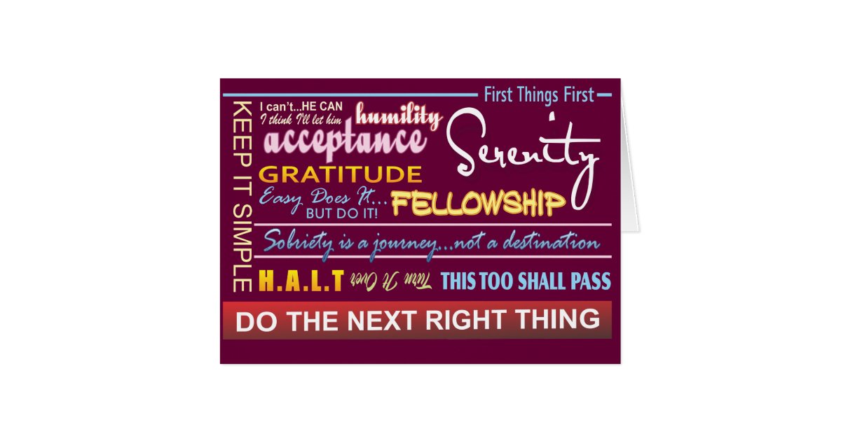 12 step recovery slogans greeting card 17 | Zazzle.com