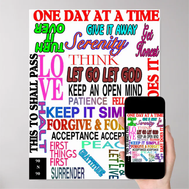 12 STEP SLOGANS IN COLOR POSTER | Zazzle