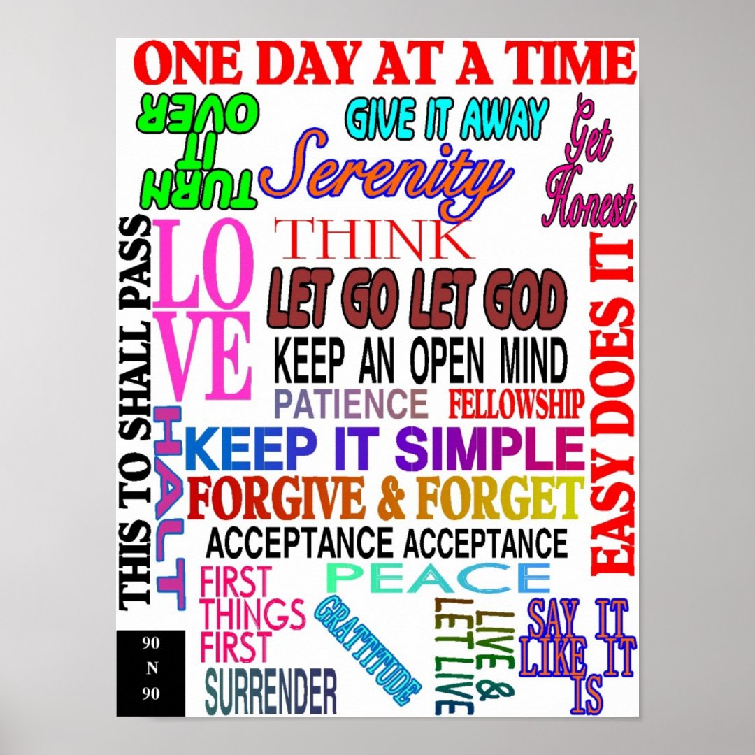 12 STEP SLOGANS IN COLOR POSTER | Zazzle