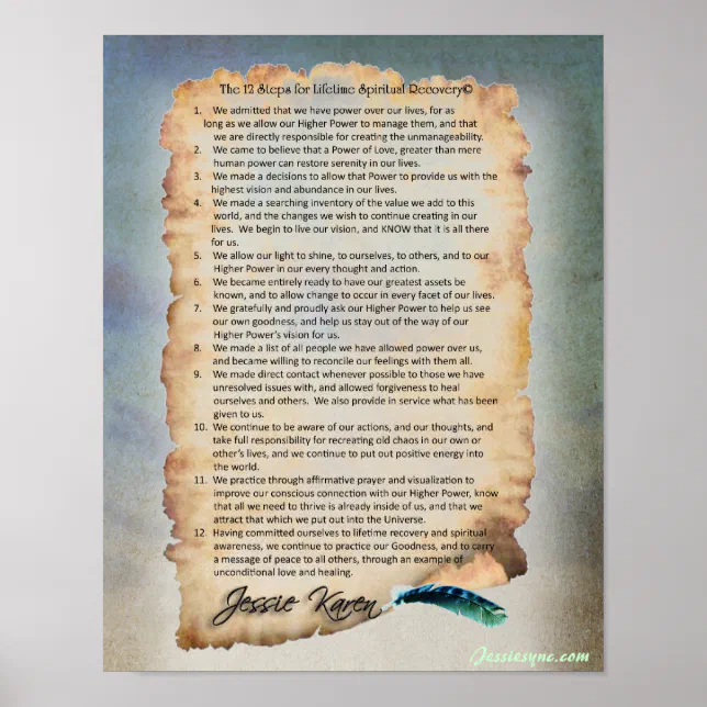 12 Steps for a Lifetime Spiritual Recovery Poster | Zazzle