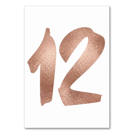 12 Table Number White Metallic Pink Rose Gold Table Number | Zazzle.com