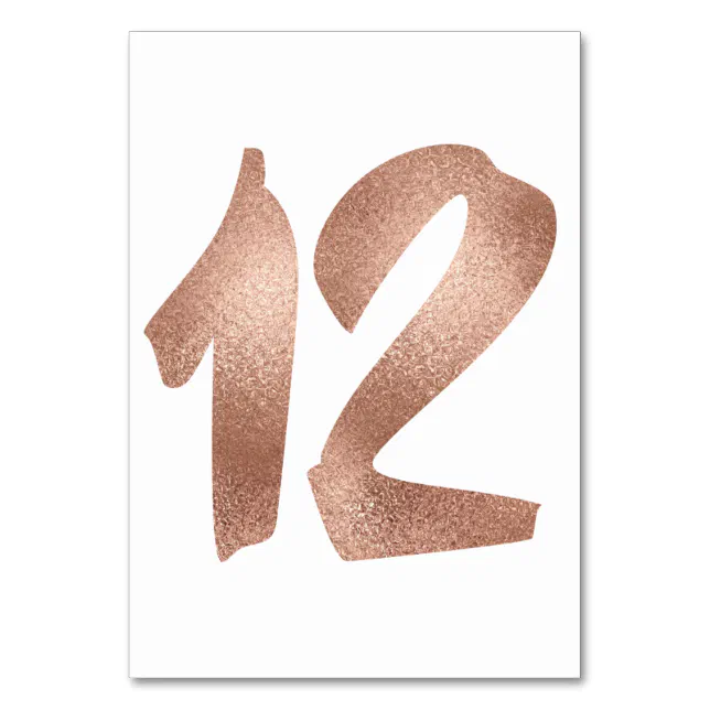 12 Table Number White Metallic Pink Rose Gold Table Number | Zazzle