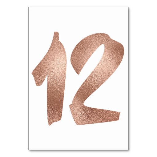 12 Table Number White Metallic Pink Rose Gold Table Number | Zazzle