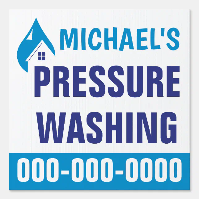 12” x 12” Blue Pressure Washing Double Sided Yard Sign | Zazzle