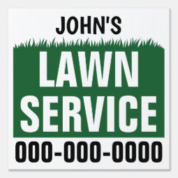12" x 12" Green Lawn Service Double Sided Yard Sign | Zazzle