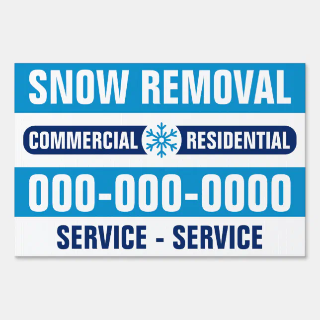 12" X 18" Bold Blue Snow Removal Plowing Yard Sign | Zazzle