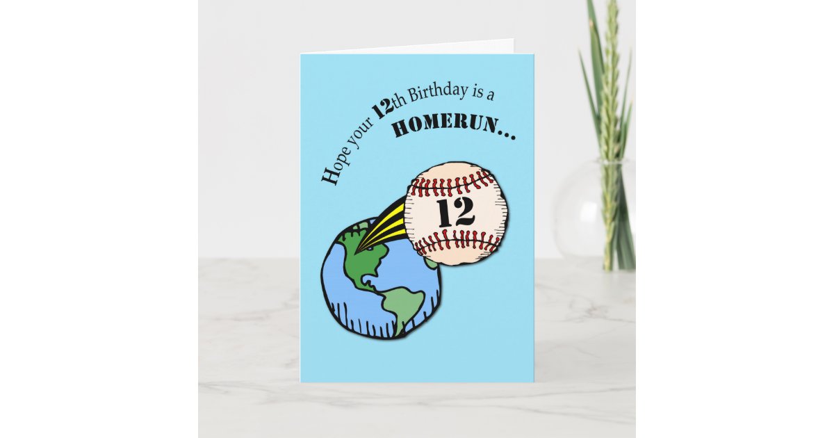 12th Birthday Baseball Home Run Card | Zazzle