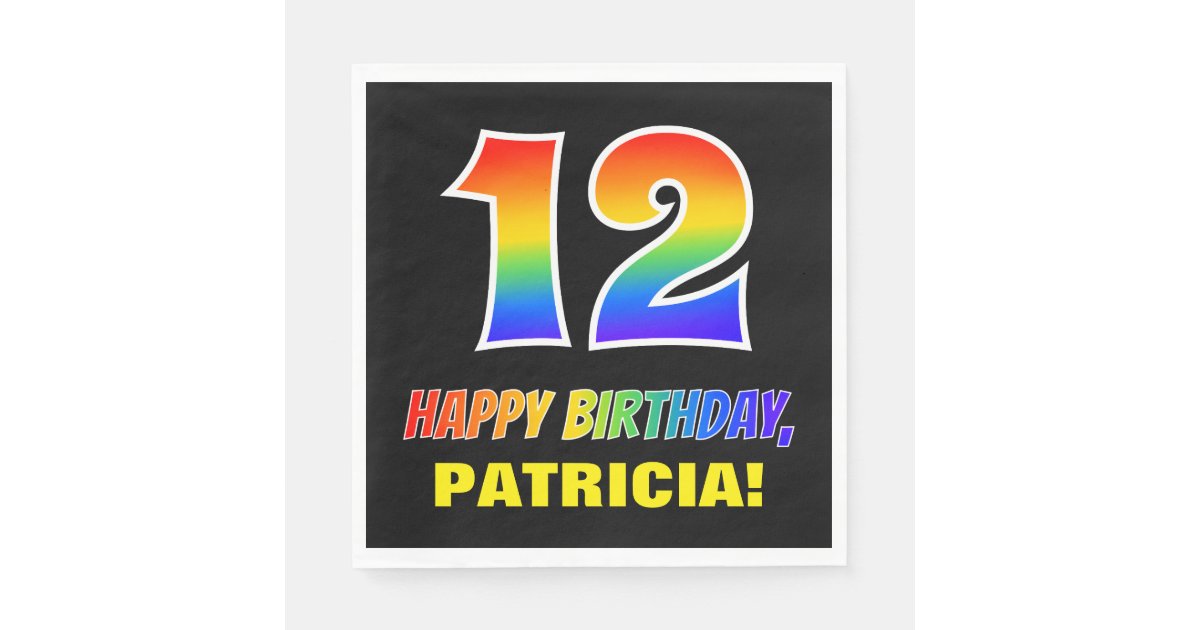 12th Birthday: Bold, Fun, Simple, Rainbow 12 Napkins | Zazzle