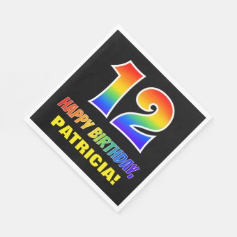 12th Birthday: Bold, Fun, Simple, Rainbow 12 Napkins | Zazzle