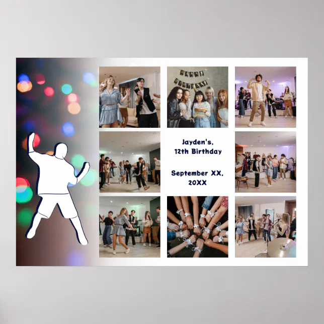 12th Birthday Dance Party Photo Collage Template Poster | Zazzle