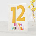12th Birthday Happy Birthday Card Design 2 | Zazzle
