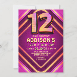 12th Birthday Neon Invitation | Zazzle