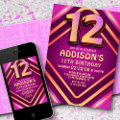 12th Birthday Neon Invitation | Zazzle