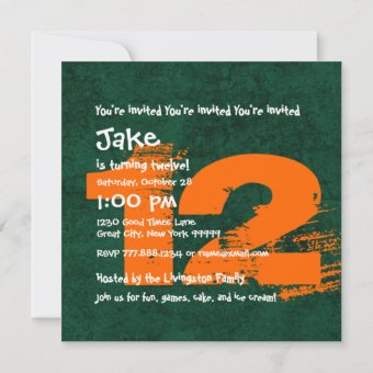 12th Birthday Party 12 Year Old Grunge Z12A Invitation | Zazzle