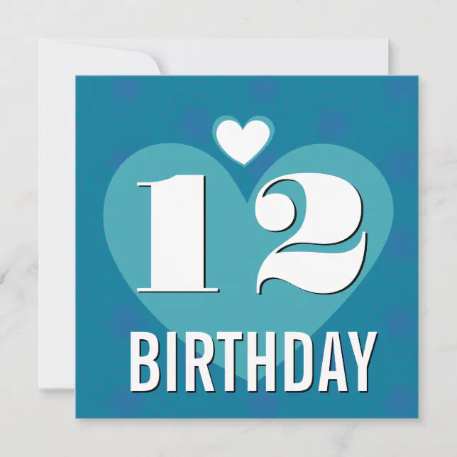 12th Birthday Party Hearts Aqua V22 Invitation | Zazzle