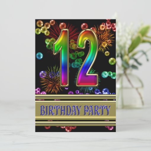 12th Birthday party Invitation with bubbles | Zazzle