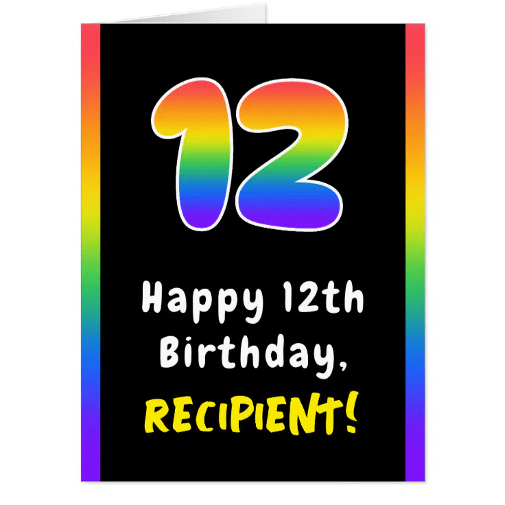 12th Birthday: Rainbow Spectrum # 12, Custom Name Card | Zazzle