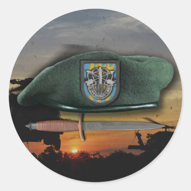 12th Special forces sf sfg Green Berets Classic Round Sticker | Zazzle