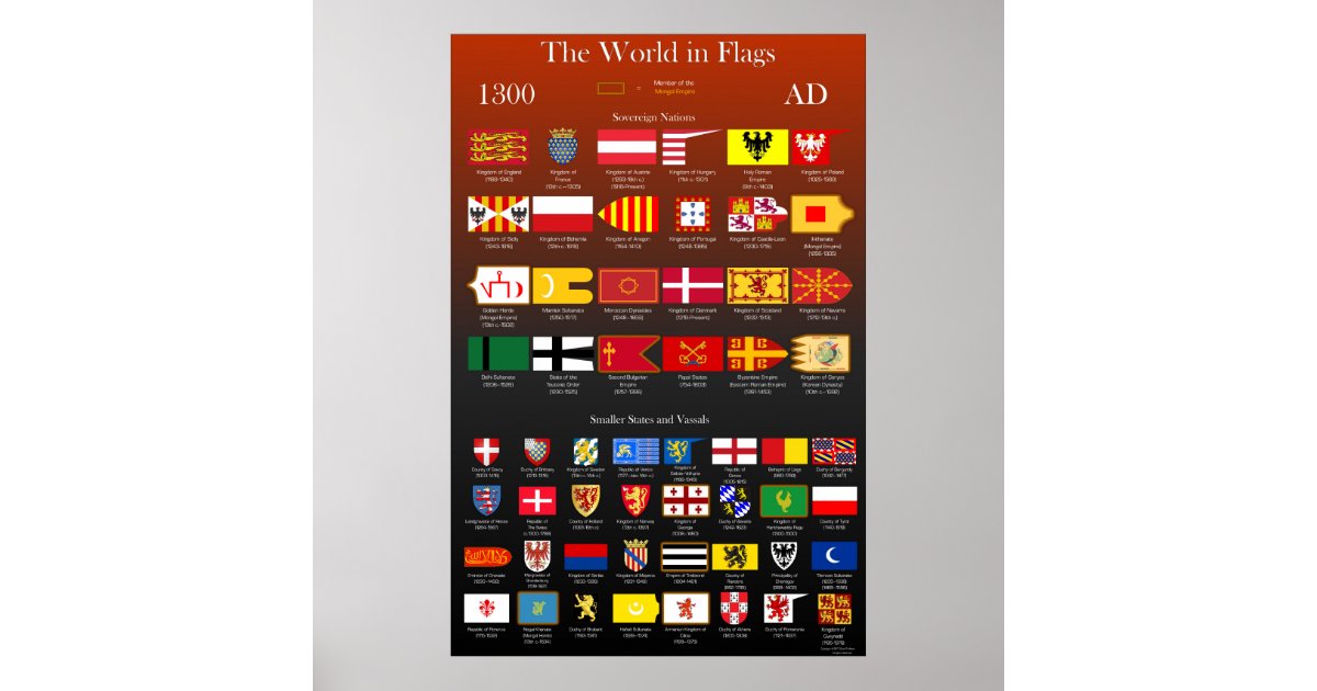 1300 AD Flags of the World Poster | Zazzle