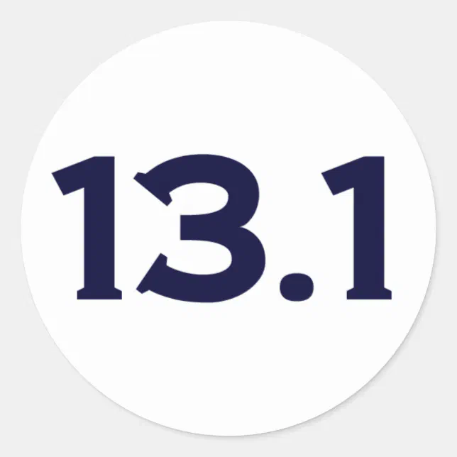 13.1 Half Marathon Classic Round Sticker | Zazzle