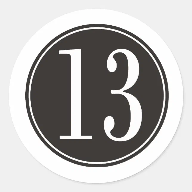 #13 Black Circle (front) Classic Round Sticker | Zazzle