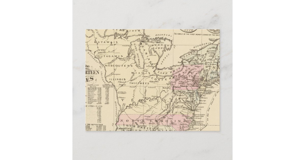 13 colonies 1776 postcard | Zazzle