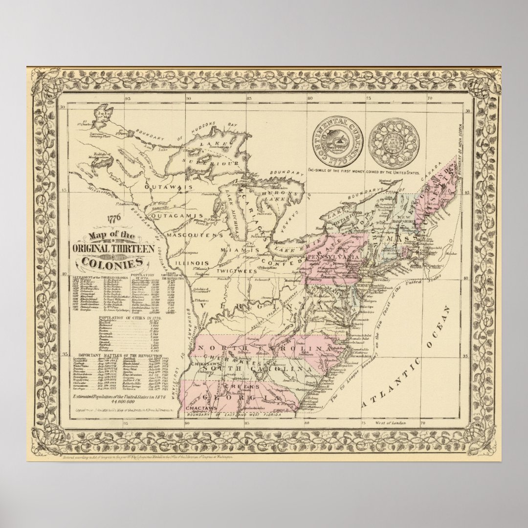 13 colonies 1776 poster | Zazzle