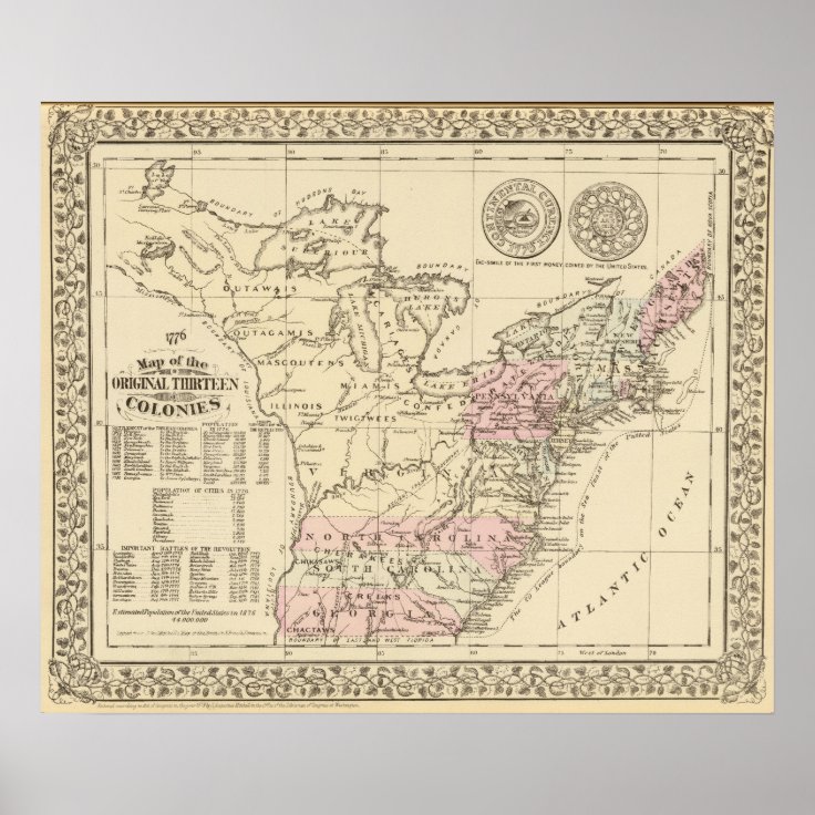 13 colonies 1776 poster | Zazzle