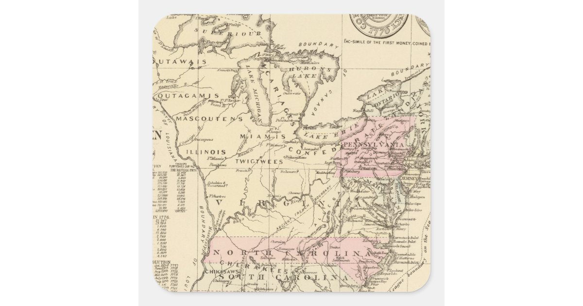 13 colonies 1776 square sticker | Zazzle