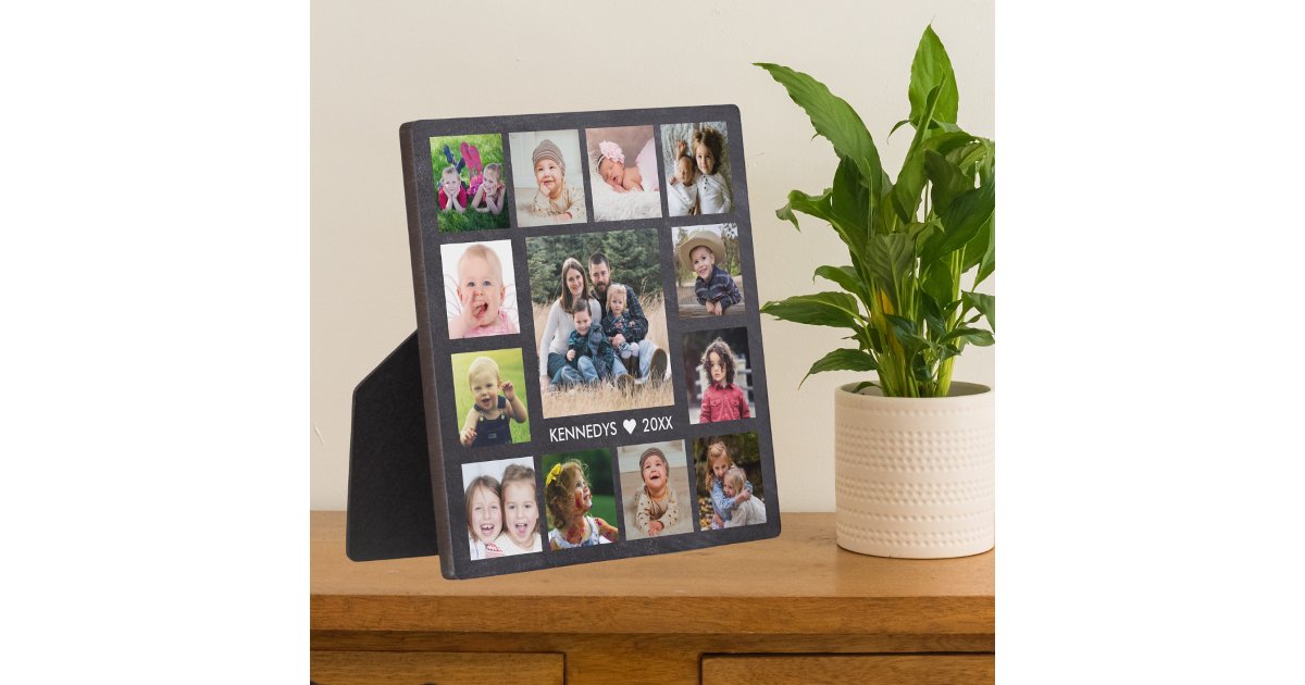 13 Family Photo Collage Create Your Own Chalkboard Plaque | Zazzle