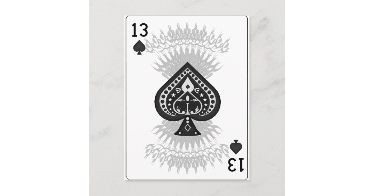 13 of Spades: Playing Card: Postcard | Zazzle