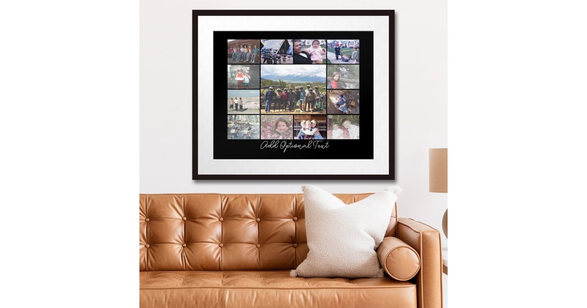 13 Photo Collage Optional Text -- CAN Edit Black Poster | Zazzle