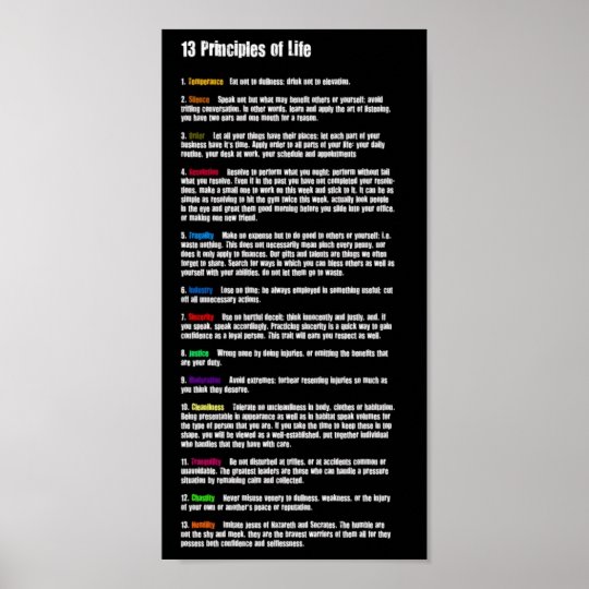 13 Principles of Life Poster | Zazzle.com