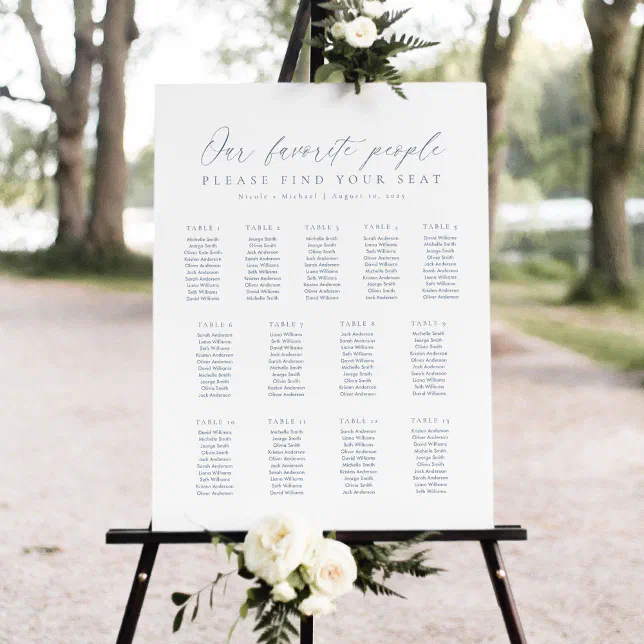 13 Tables Our Favorite People Seating Chart | Zazzle