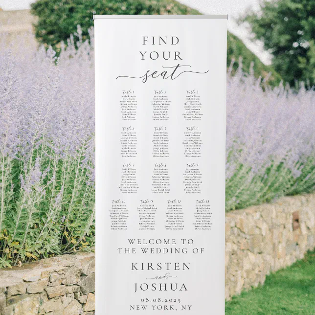 13 Tables Welcome Seating Chart Retractable Banner | Zazzle