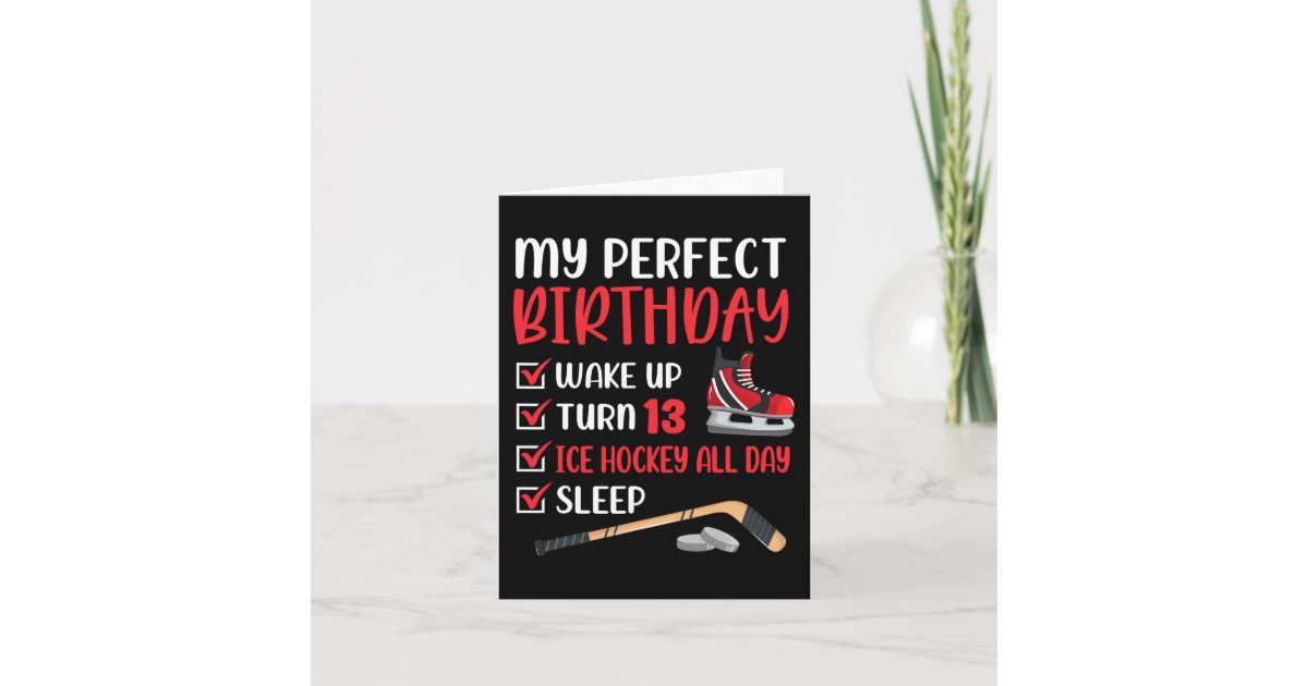 13 Year Old Ice Hockey Birthday Party 13th Boy Bda Card | Zazzle