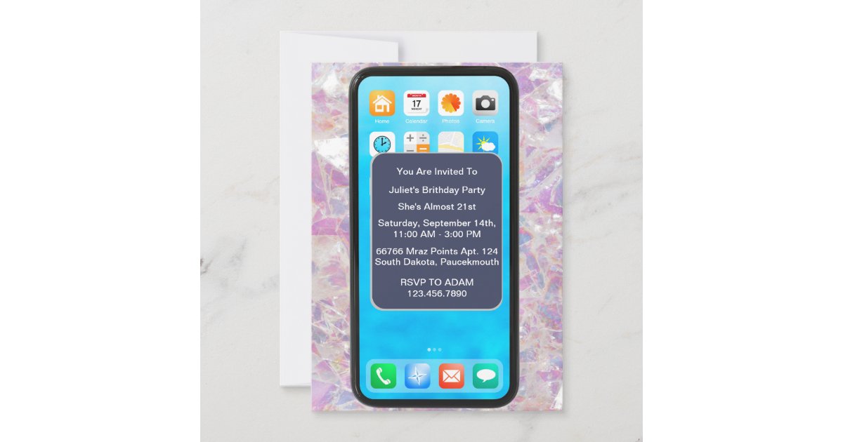 13th 14th 15th 18th 21st Cell Phone Birthday Invitation | Zazzle