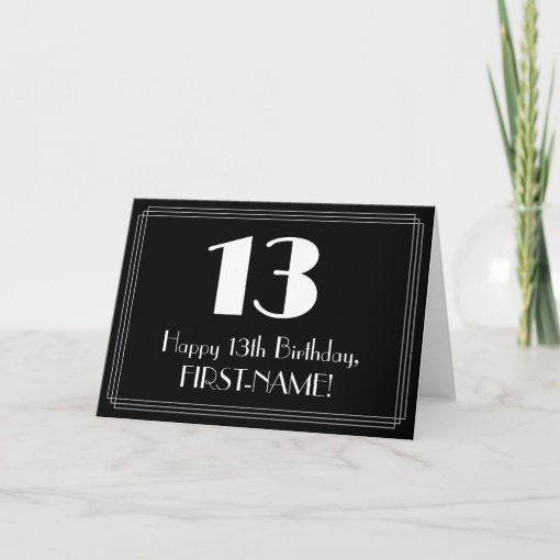 13th Birthday ~ Art Deco Inspired Look "13", Name Card | Zazzle