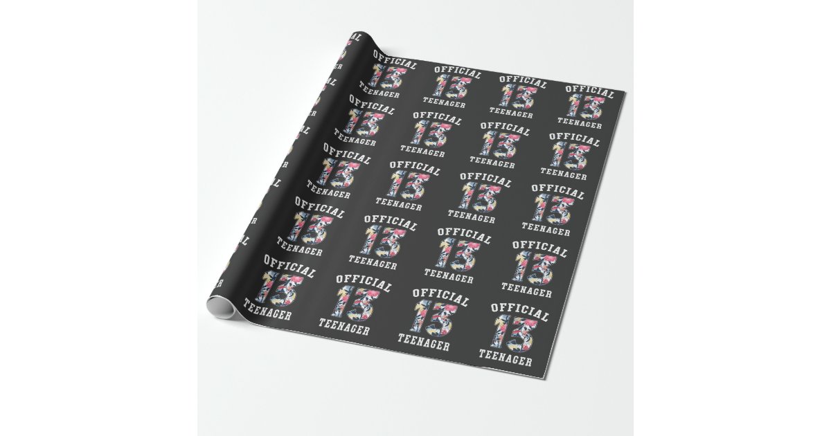 13th Birthday Beautiful Flower Official Teenager Wrapping Paper | Zazzle