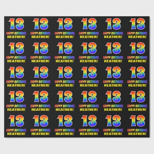 13th Birthday: Bold, Fun, Simple, Rainbow 13 Wrapping Paper | Zazzle