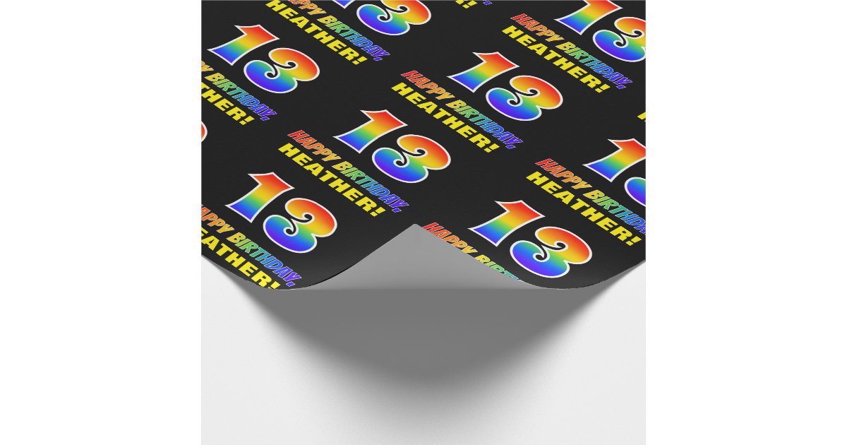 13th Birthday: Bold, Fun, Simple, Rainbow 13 Wrapping Paper | Zazzle