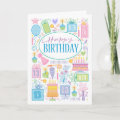 13th Birthday Bright Pastel Icons Card | Zazzle