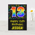 13th Birthday: Colorful Music Symbols + Rainbow 13 Card | Zazzle