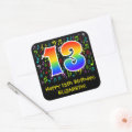 13th Birthday: Colorful Music Symbols, Rainbow 13 Square Sticker | Zazzle